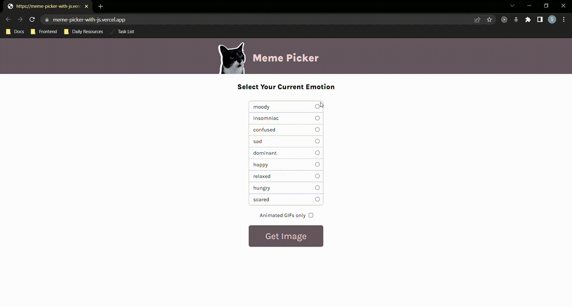 GitHub - sebnemgormus/meme-picker-with-js