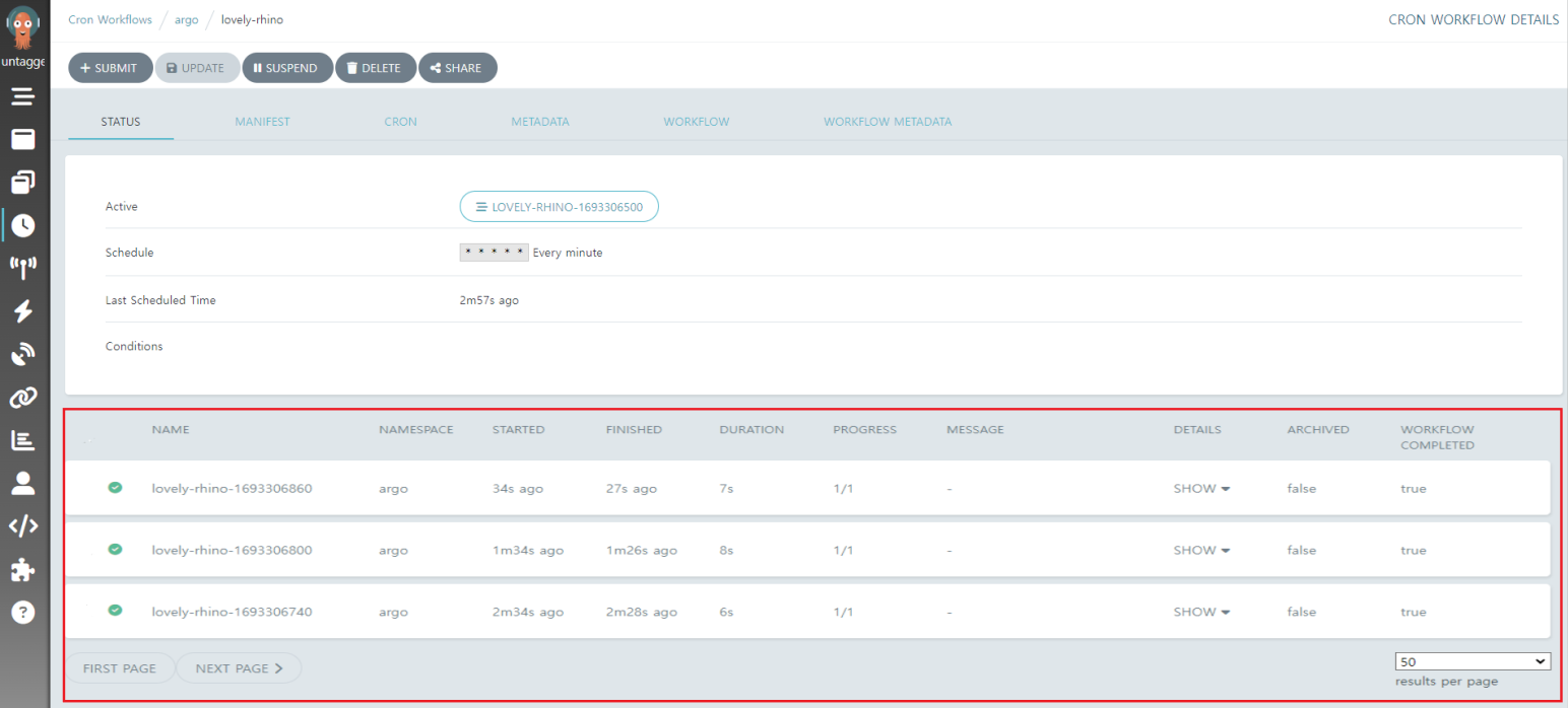 Ui Show History About Completed Runs In Each Cron Workflow · Issue 11706 · Argoproj Argo
