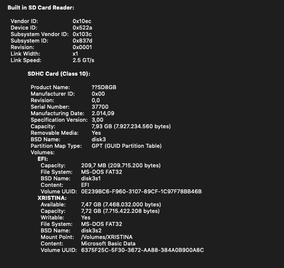 RTS522A doesn't read Turbo-X 8GB class 10 card unless inserted before ...