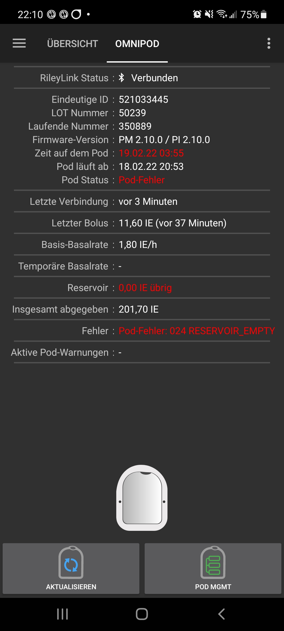 AAPS v3 - after losing an omnipod to an error (empty reservoir), get same error when trying to ...