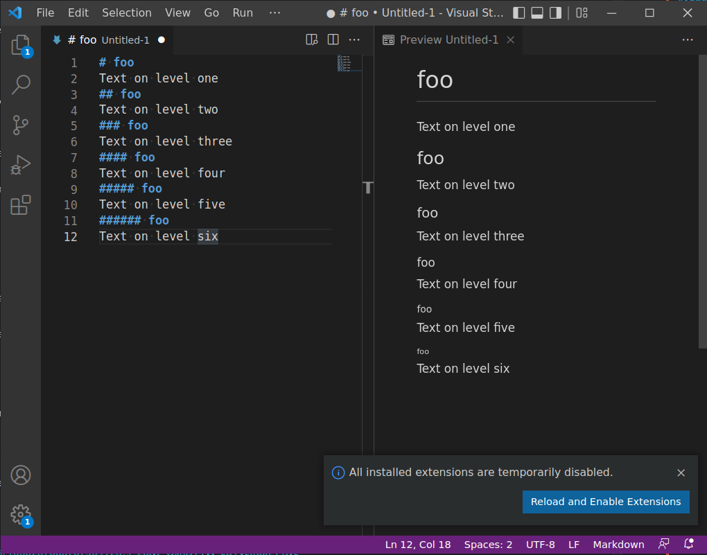 Level-four Markdown headings (####) are visualy indistinguishable from regular paragraphs in ...