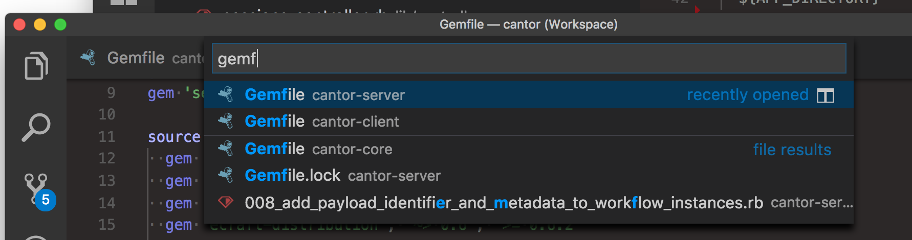Multi-root: Search for file names with same name can't include "project name" in search terms ...