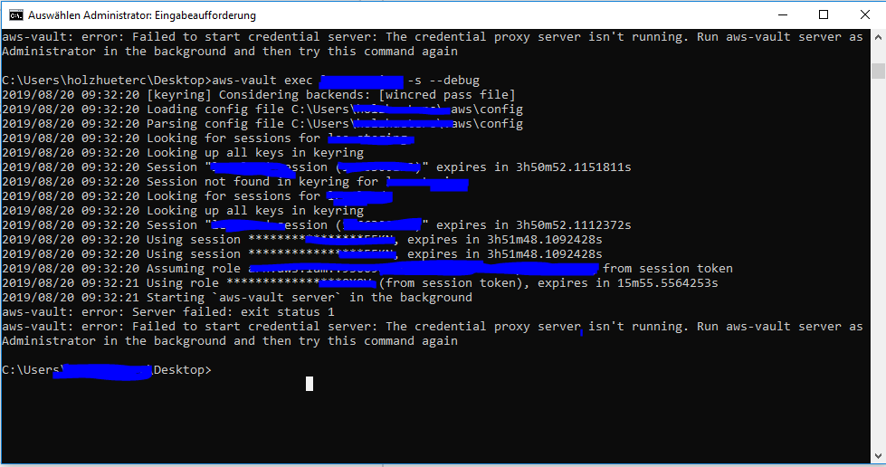 Windows 10 Aws Vault Error Server Failed Exit Status 1 · Issue 411 