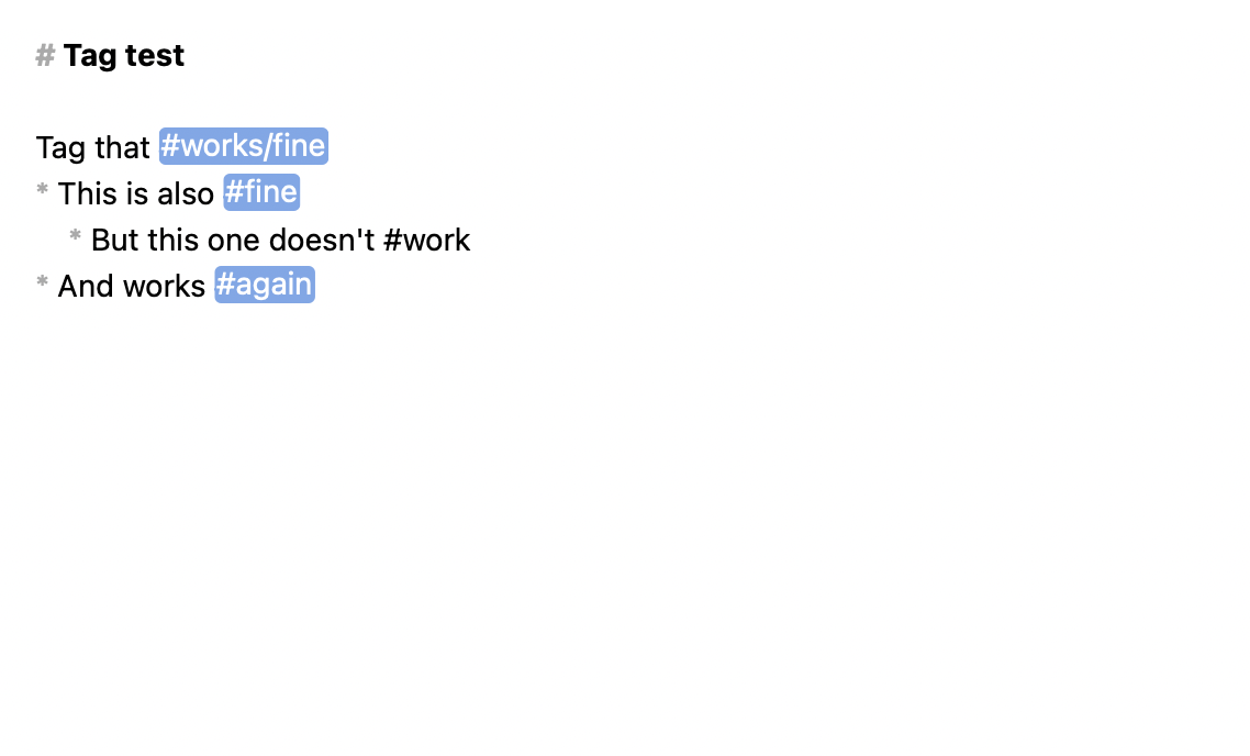 Tag doesn't work in sublists · Issue #1488 · glushchenko/fsnotes · GitHub