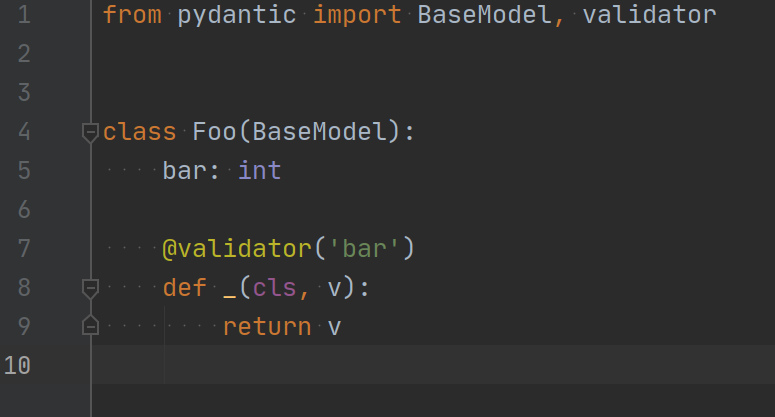 PyCharm complains about missing @classmethod for @validators, but validator is ignored when ...