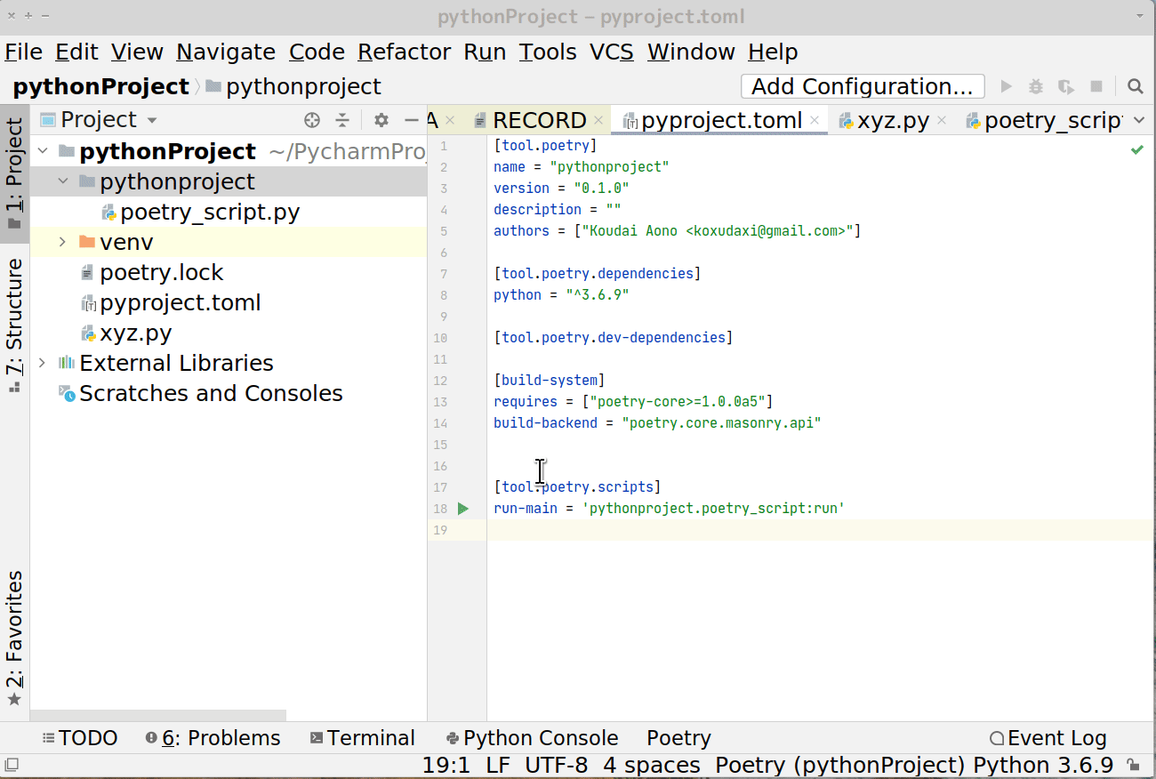 Poetry Script support · Issue #80 · koxudaxi/poetry-pycharm-plugin · GitHub