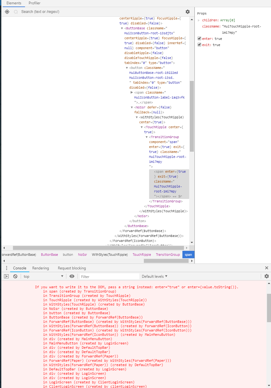 [TouchRipple] touchRipple's TransitionGroup seems to inject enter/exit ...