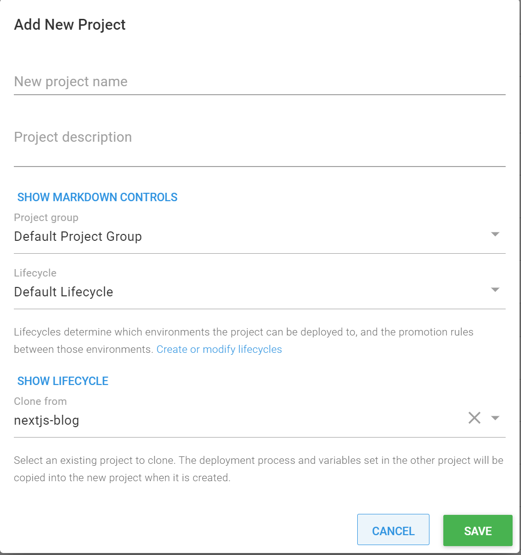 Clone Project UI no longer offers users to redefine project group and lifecycle. · Issue #6830 ...