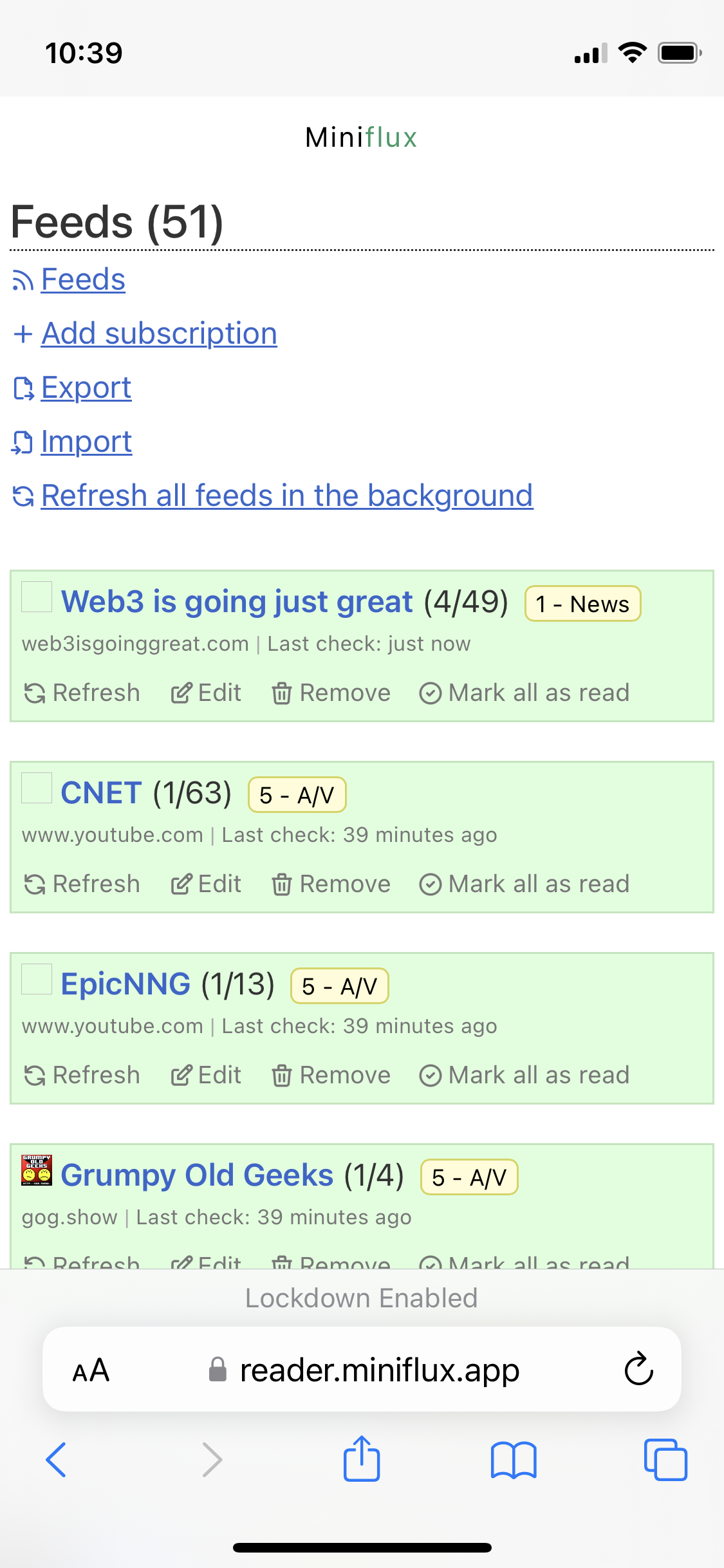 Report: Functionality under iOS 16 Lockdown Mode · Issue #1581 · miniflux/v2 · GitHub