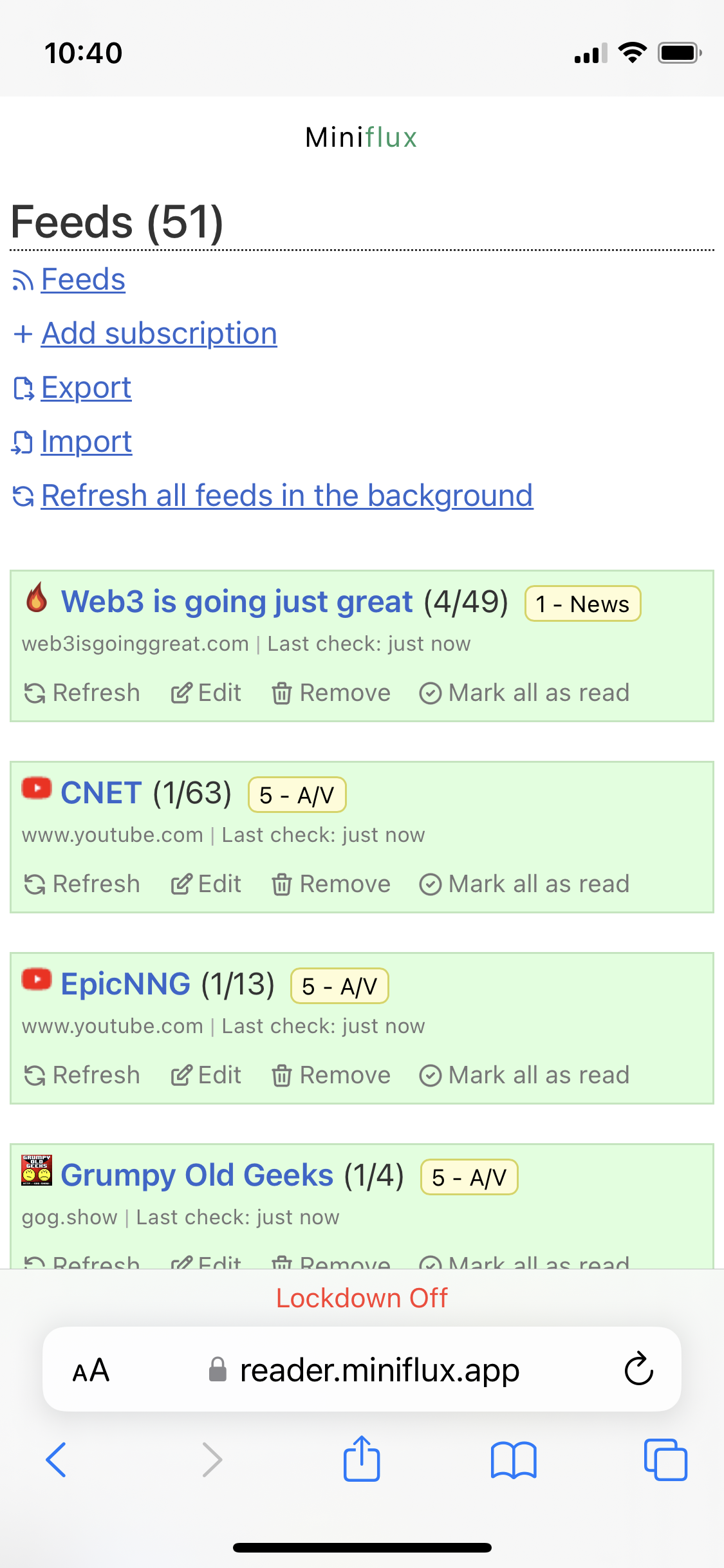 Report: Functionality under iOS 16 Lockdown Mode · Issue #1581 · miniflux/v2 · GitHub