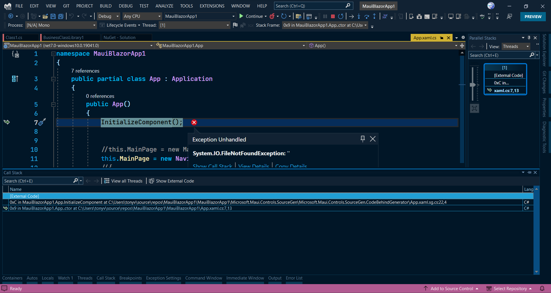 MAUI Blazor: System.IO.FileNotFoundException: '' on InitializeComponent() · Issue #14111 ...