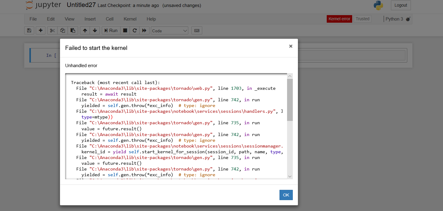 Jupyter Kernal Error Python 3 7 Issue 5371 Jupyter notebook GitHub