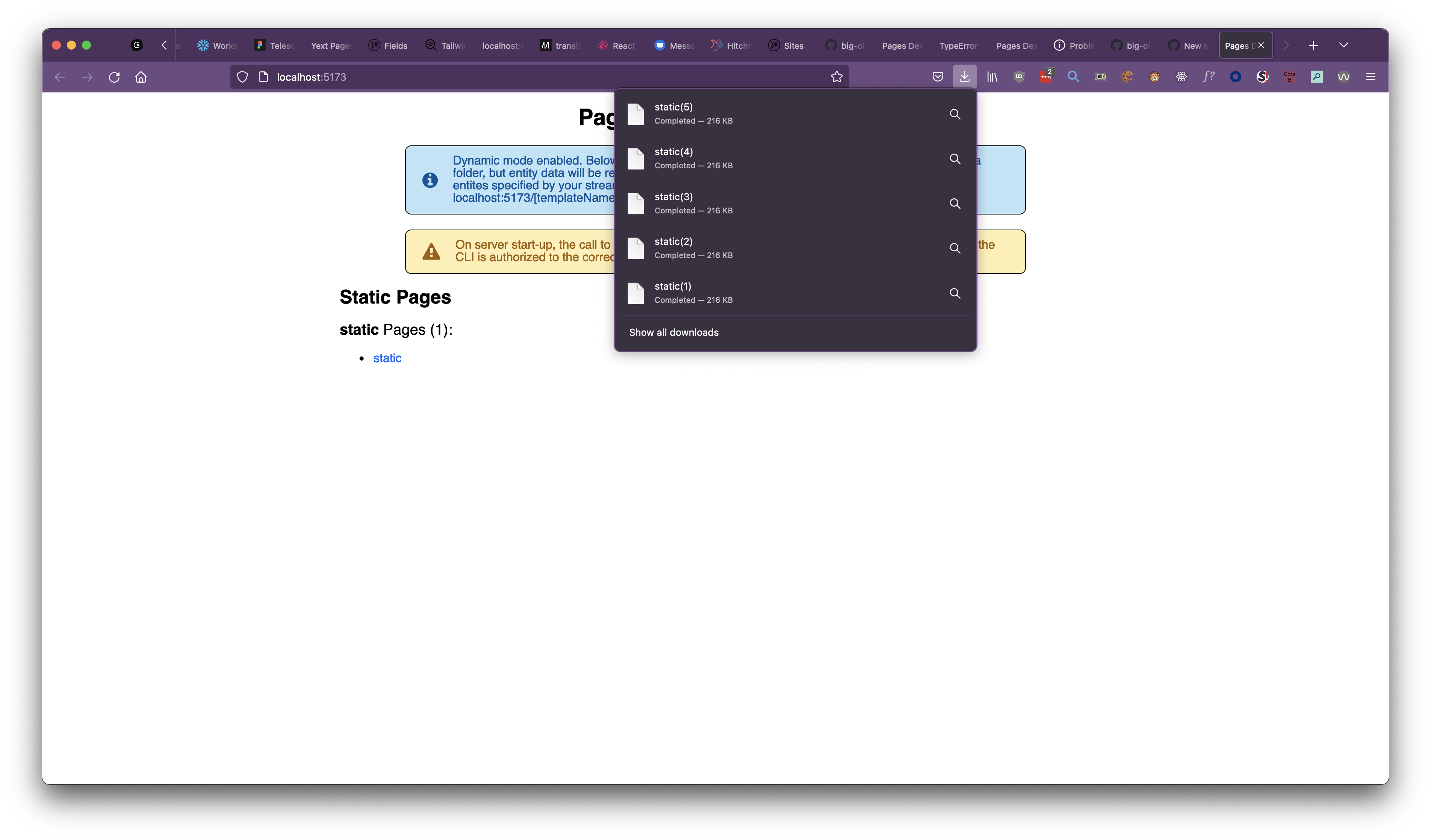 Static pages are downloaded as files instead of rendered. · Issue #240 · yext/pages · GitHub