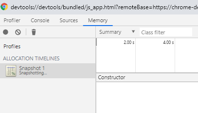 Cannot take heap snapshot in DevTools memory profiler: stuck at "Snapshotting..." after ...