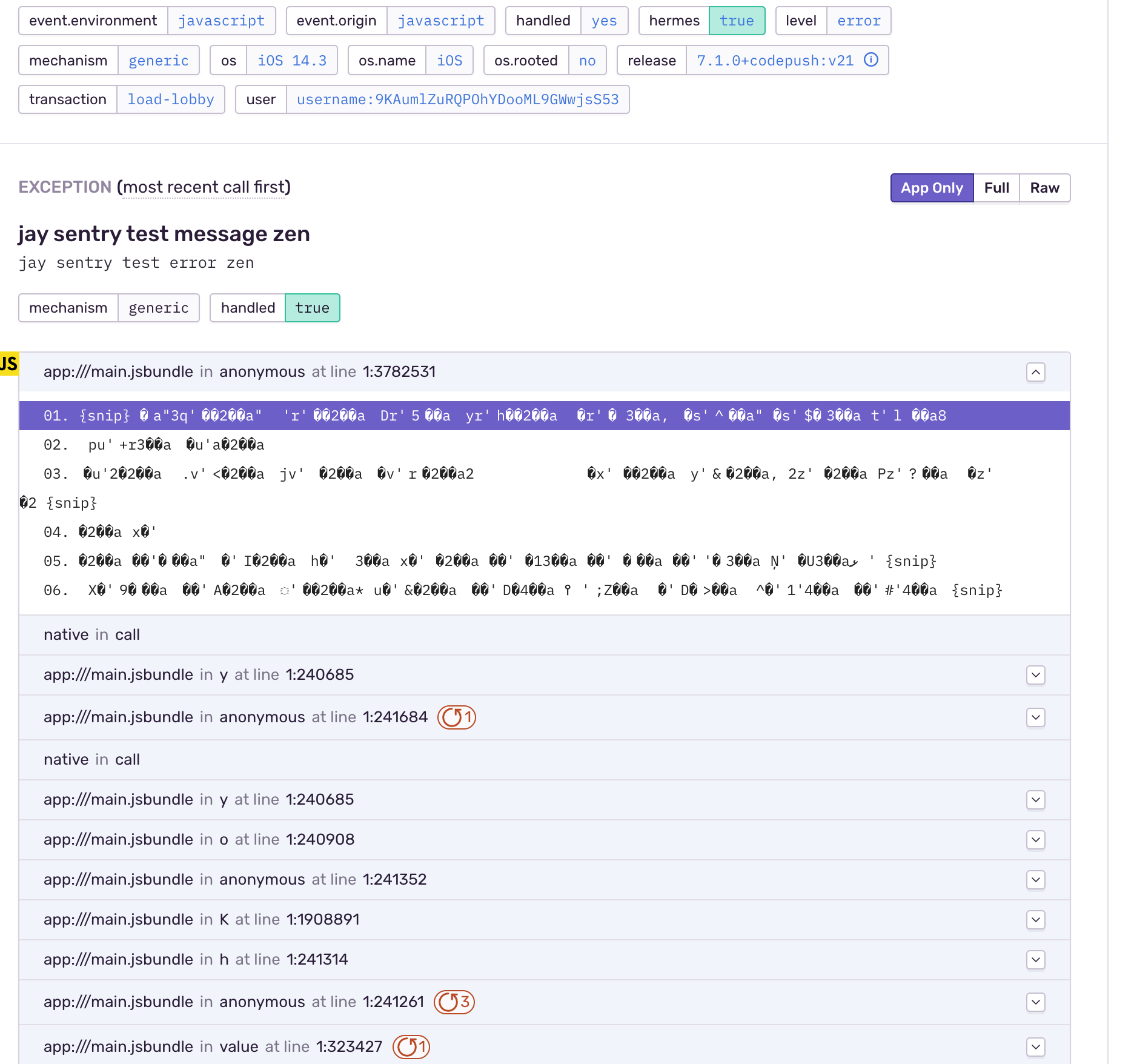 Obfuscated hermes source code · Issue #1789 · getsentry/sentry-react-native · GitHub