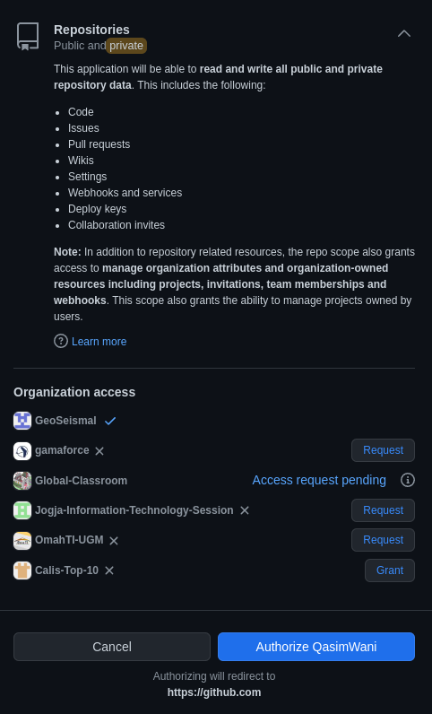 Remove Organization Access In Oauth · Issue 561 · Qasimwani Leethub · Github