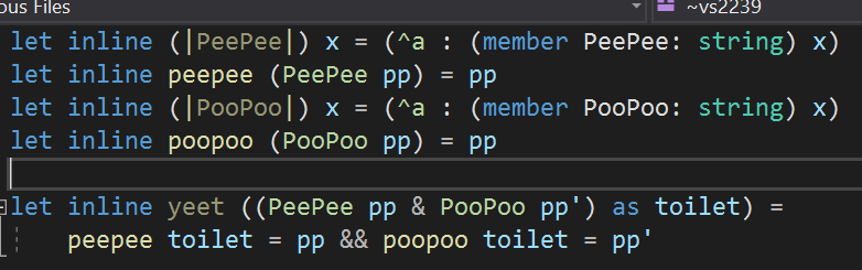 Active patterns + srtp seems to break colorization a bit · Issue #1467 · ionide/ionide-vscode ...
