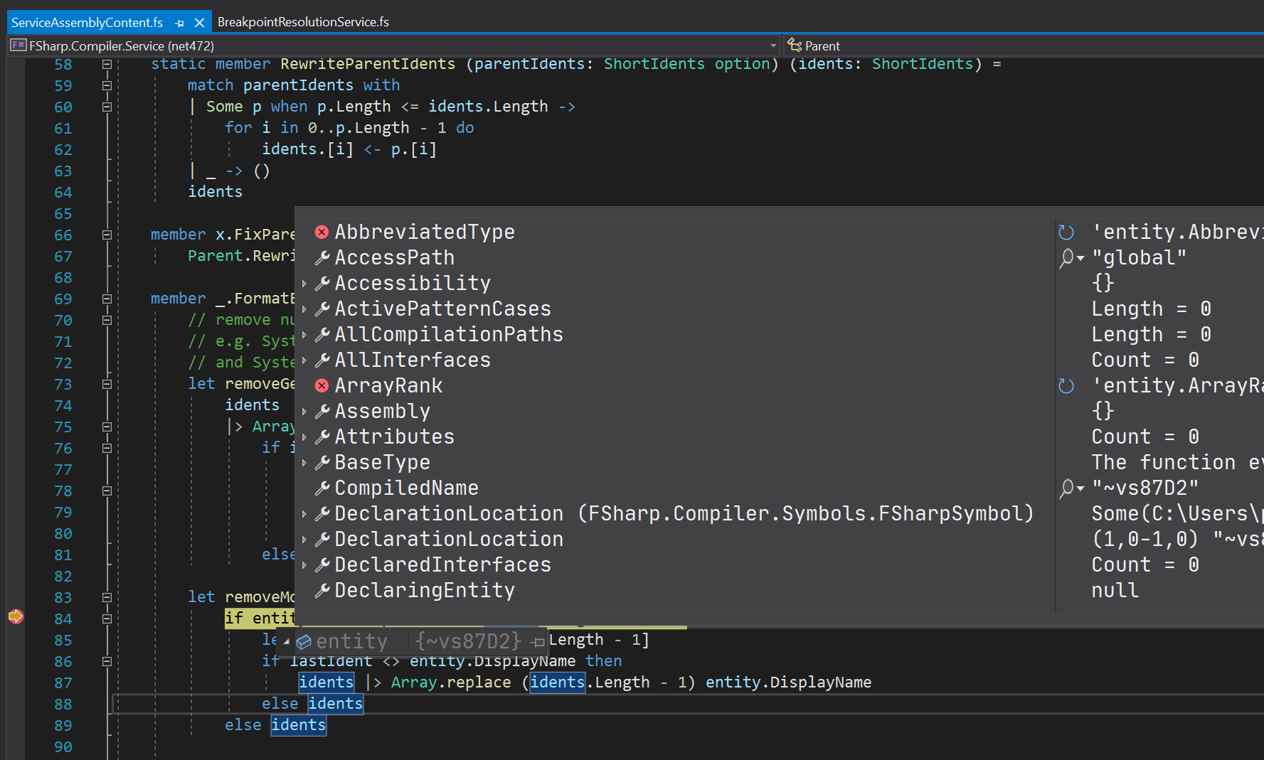 VS crashes in debugger · Issue #3735 · dotnet/fsharp · GitHub