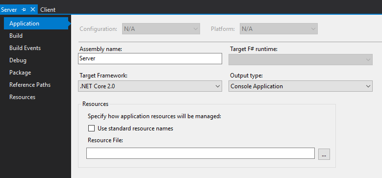 Duplicated tabs in project properties on .NET Core 2.0 · Issue #3513 · dotnet/fsharp · GitHub