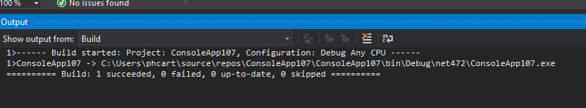 [Minor] Building spams the VS Output Window with one-arg-per-line even ...