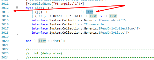 Go to Definition does not take me to the definition of F# list type ...