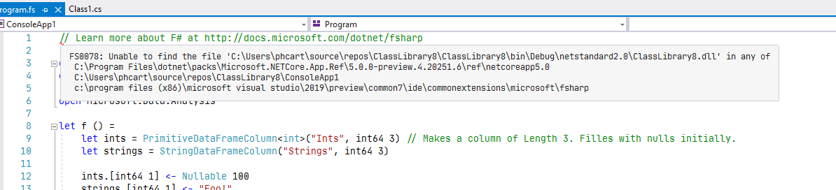 Cannot reference C# .NET Standard project from F# .NET Core project in VS dogfood build · Issue ...