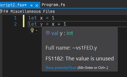 Show type of unused variable in tooltip · Issue #5574 · dotnet/fsharp · GitHub