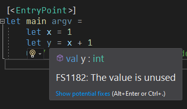 Show type of unused variable in tooltip · Issue #5574 · dotnet/fsharp · GitHub
