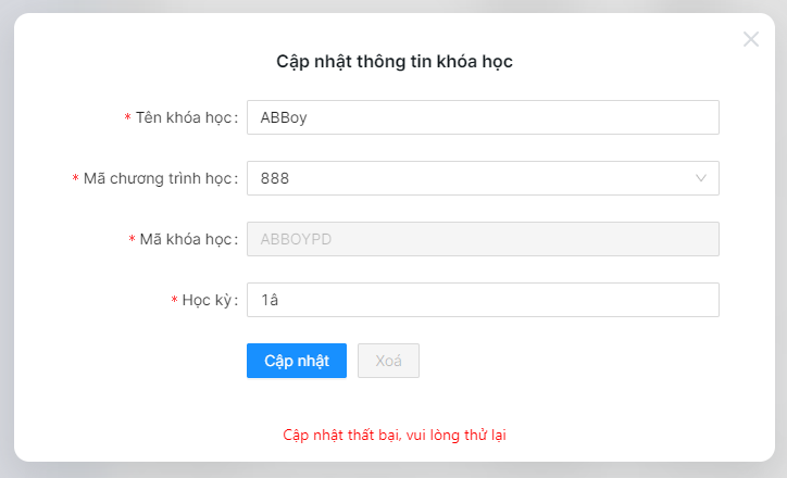 [Bug]: Chưa hiển thị validator của Course cả về phần create và update · Issue #44 · FPT-NMTung ...