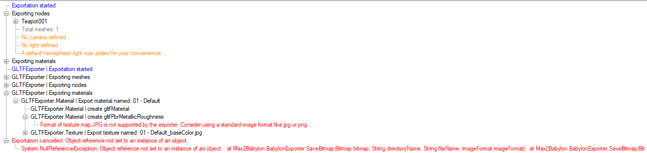 Exportation cancelled. External component has thrown an exception · Issue #108 · BabylonJS ...