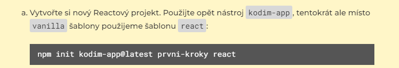 Návod na založení React projektu · Issue #389 · Czechitas-podklady-WEB/daweb-vyuka · GitHub