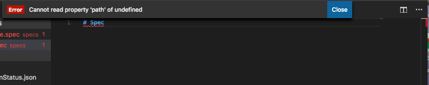 Cannot read property path of undefined · Issue #142 · getgauge/gauge-vscode · GitHub