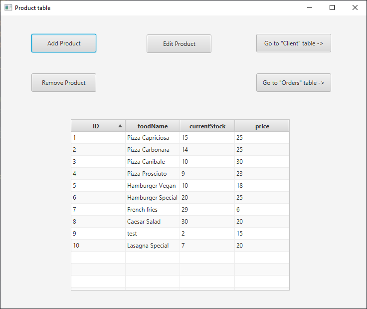 GitHub - TudorTrasculescu123/Food-order-database: A desktop application built in Java with ...