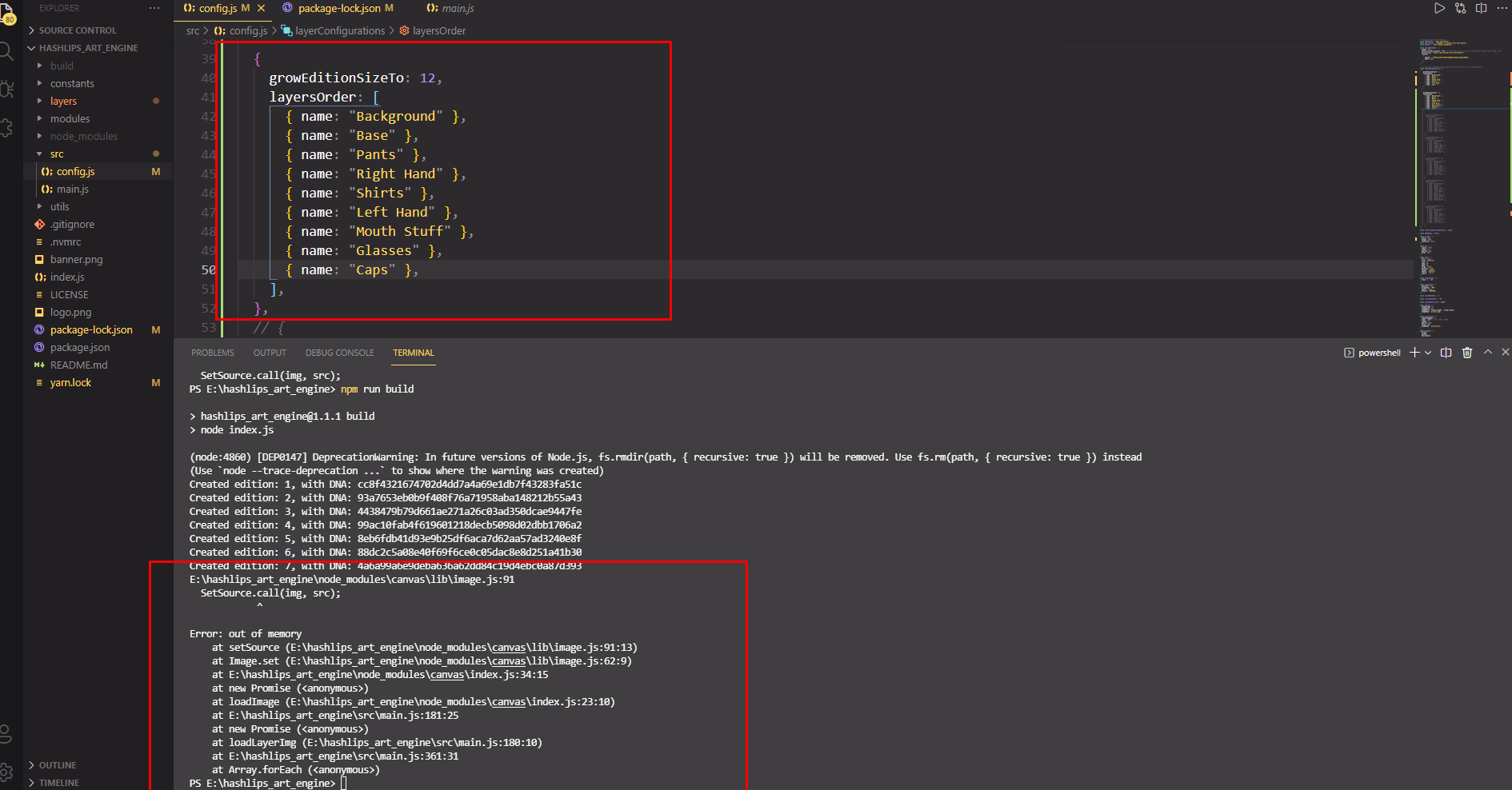 Problem with generating NFTs · Issue #399 · HashLips/hashlips_art_engine · GitHub