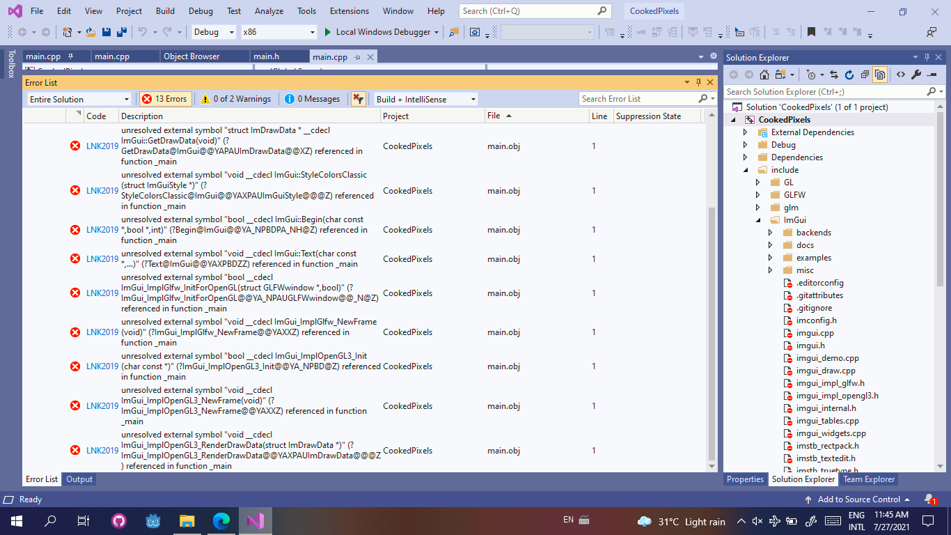 12 Errors in Visual Studio on Running · Issue #4372 · ocornut/imgui ...