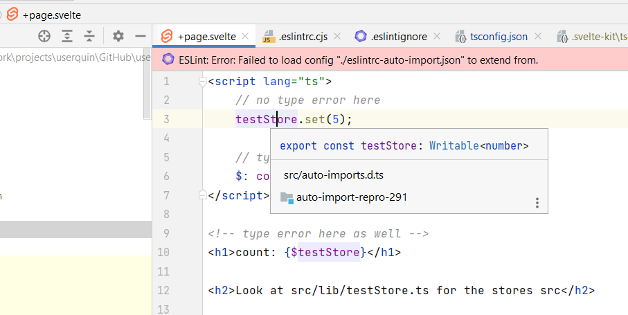Svelte stores do not get proper typing when autosubscribing ($store) · Issue #291 · unplugin ...