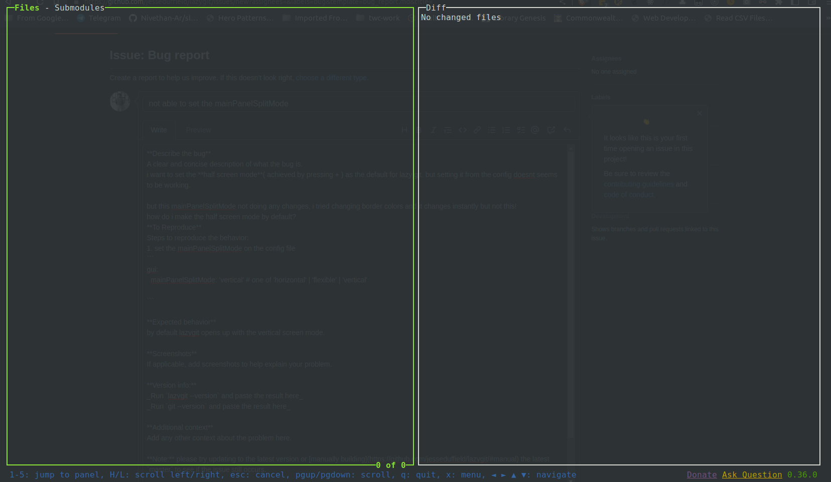 not able to set the vertical screen mode as default · Issue #2319 · jesseduffield/lazygit · GitHub