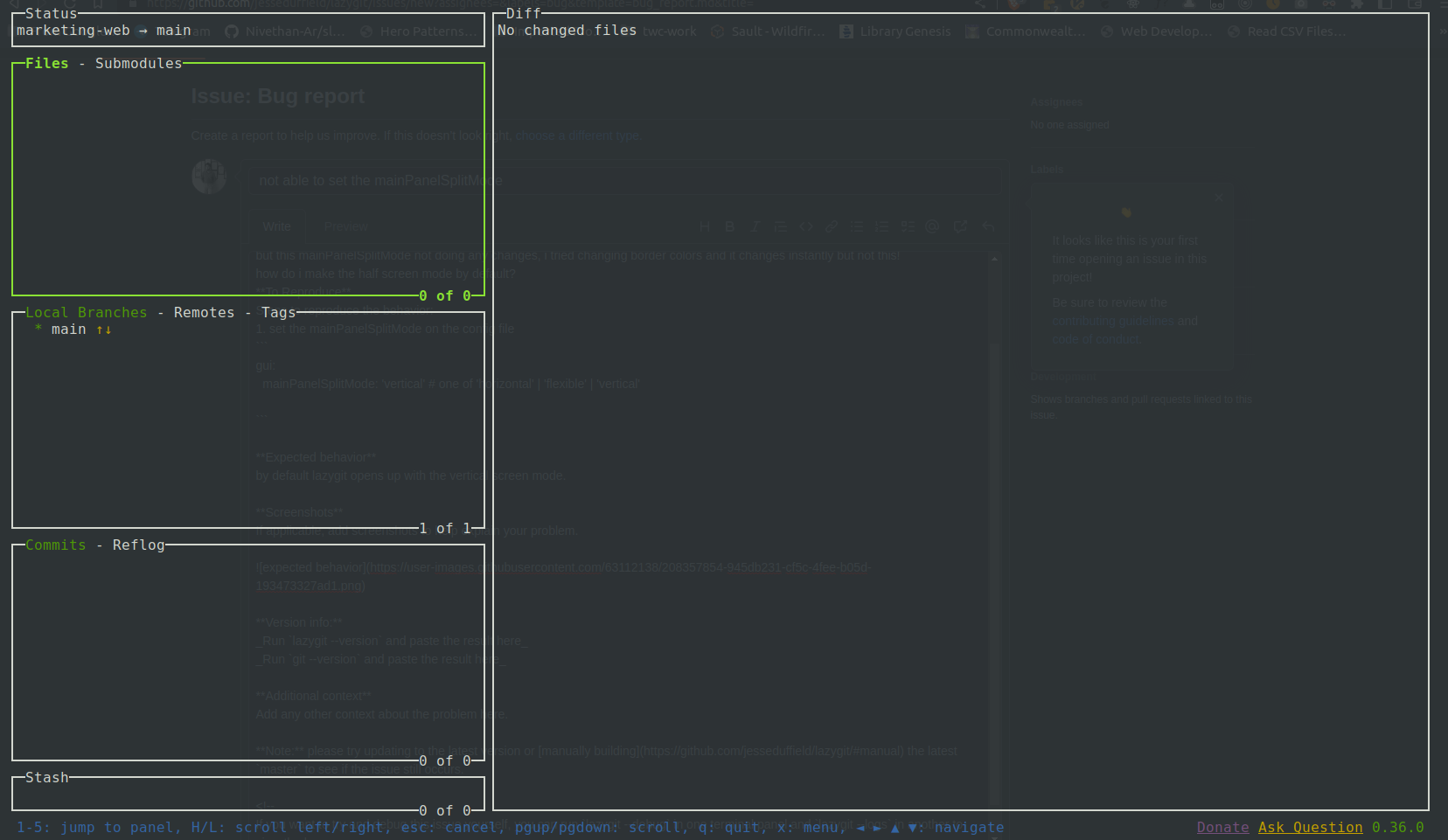 Not Able To Set The Vertical Screen Mode As Default · Issue 2319 · Jesseduffield Lazygit · Github