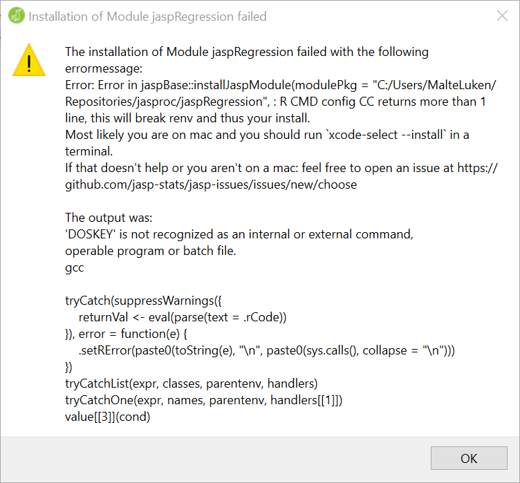 Bug Installing Developer Module Causes Error · Issue 2056 · Jasp Statsjasp Issues · Github