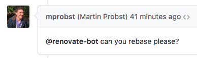 Rebase on command · Issue #1406 · renovatebot/renovate · GitHub