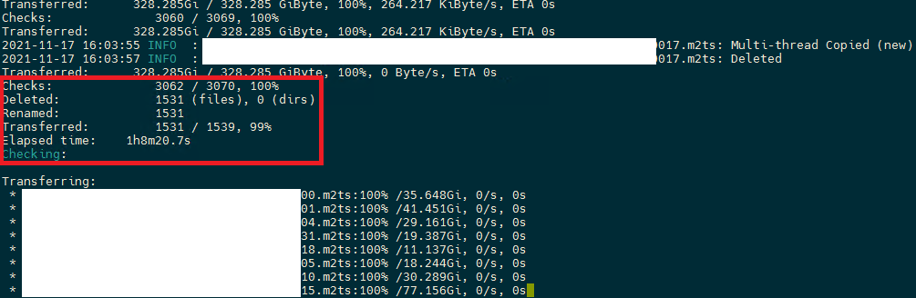 rclone: Move files using SFTP protocol is stucked
