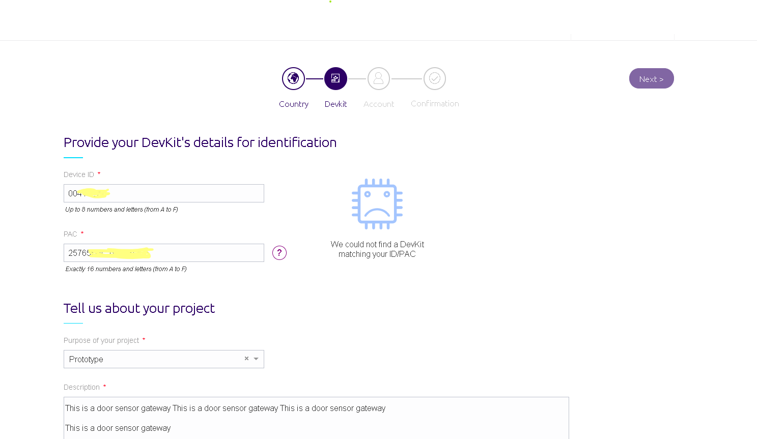 Register new unashield through sigfox backend web app without following the actual activation ...