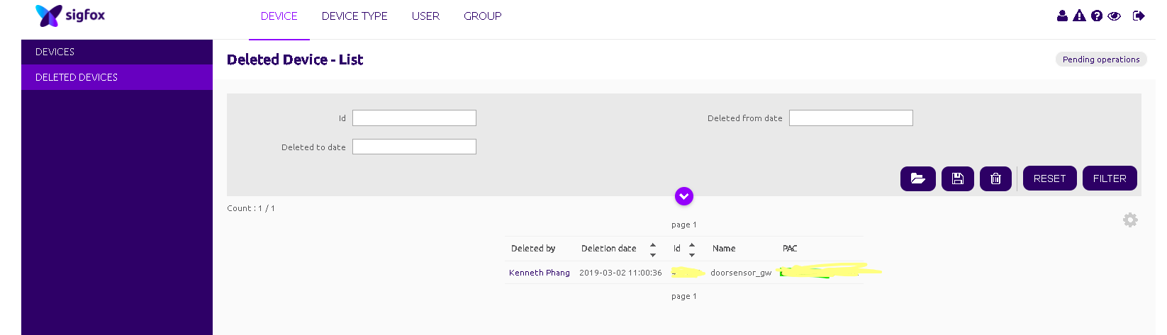 Register new unashield through sigfox backend web app without following the actual activation ...
