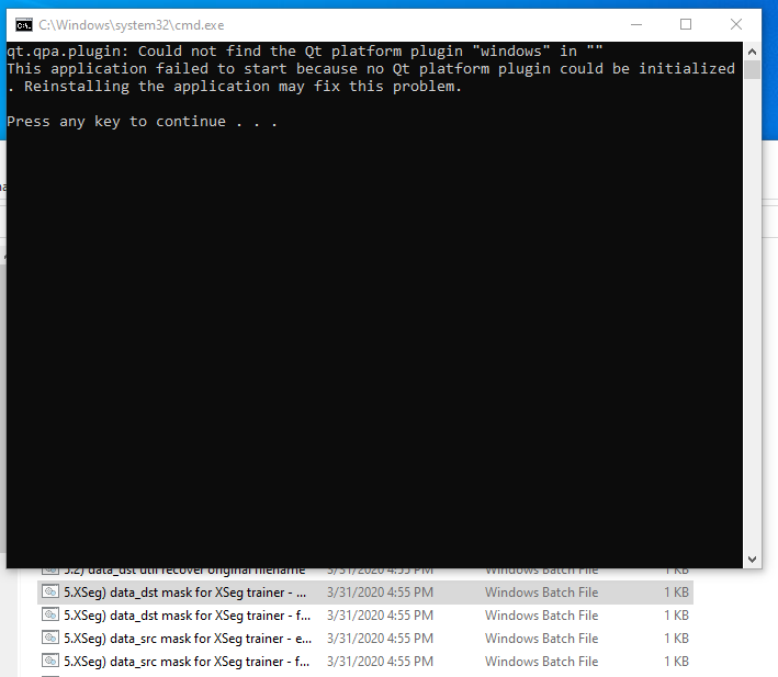 Could not find the Qt platform plugin "windows" in "" · Issue #690 · iperov/DeepFaceLab · GitHub