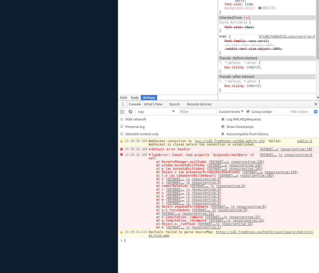 HTML5 Client crashed when stopping screenshare which was not displayed · Issue #5196 ...