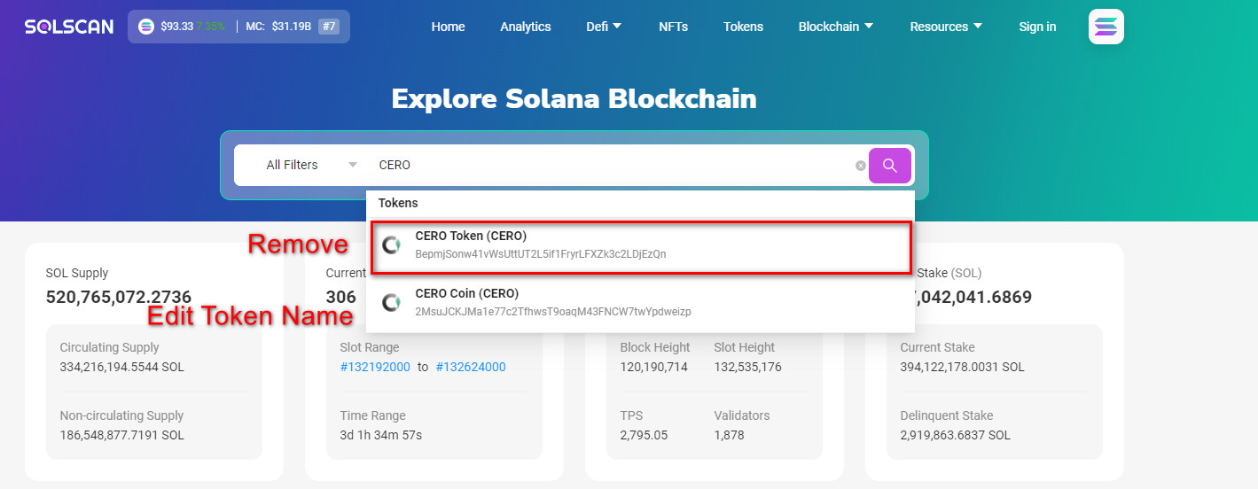 Update token name and remove token · Issue #25975 · solana-labs/token-list · GitHub