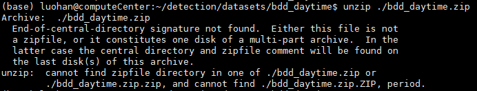 It seems that the bdd_daytime.zip compressed file you provided is damaged and cannot be ...