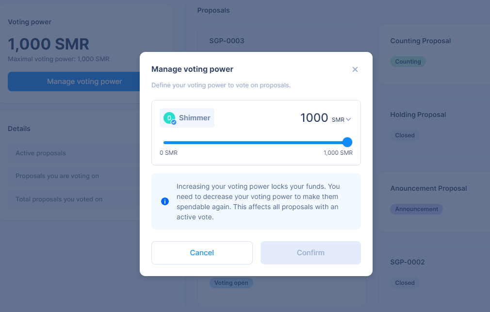 [Bug report]: Manage voting power screen does not go away · Issue #5653 · iotaledger/firefly ...