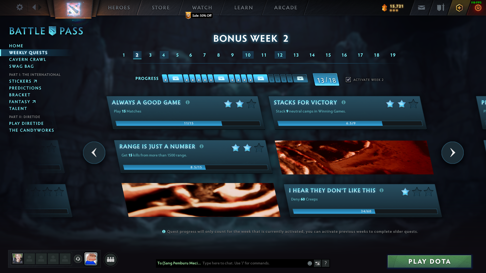 didn't get the special battle chest reward from weekly quest · Issue #5692 · ValveSoftware/Dota2 ...