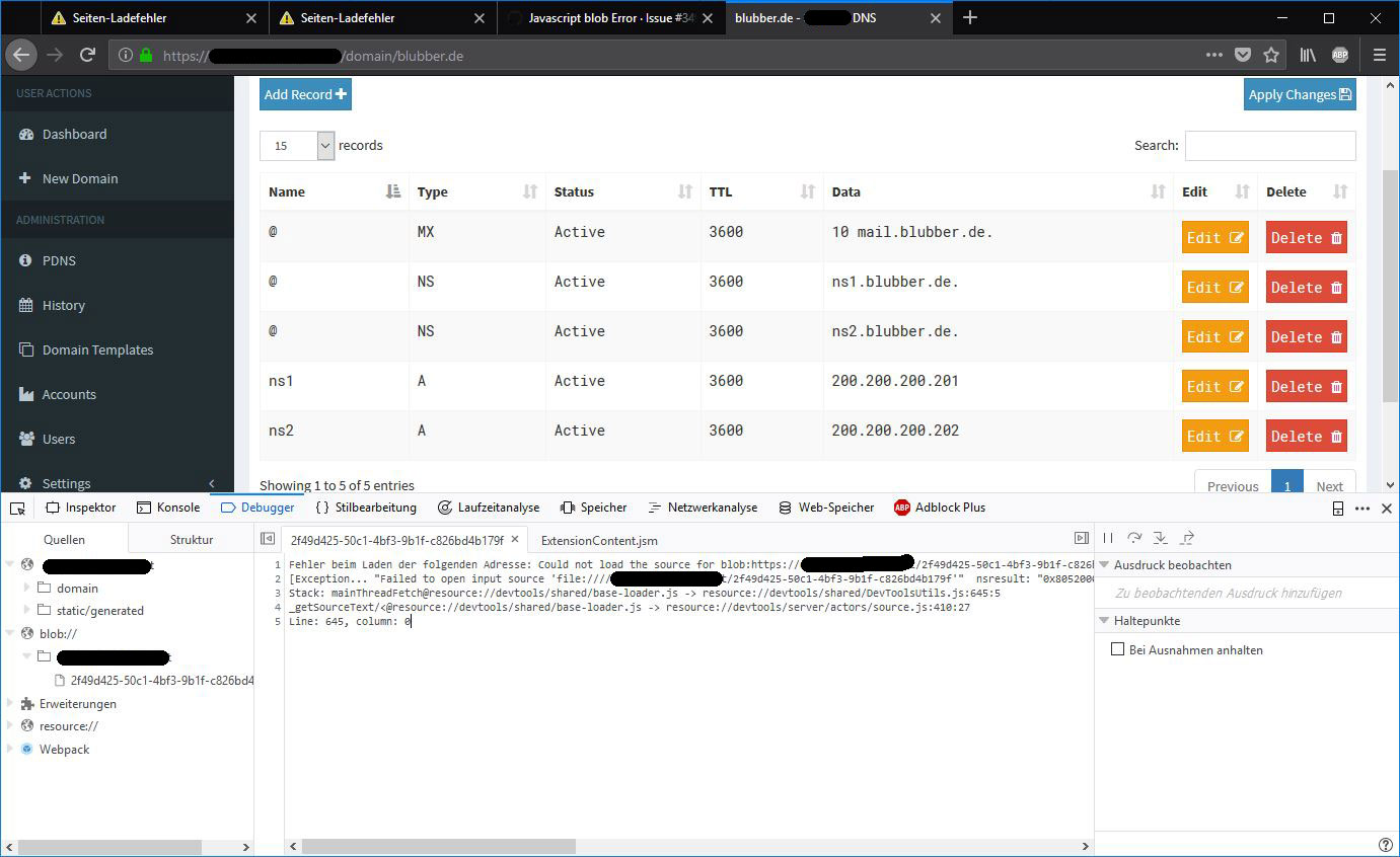 Javascript blob Error · Issue #349 · PowerDNS-Admin/PowerDNS-Admin · GitHub